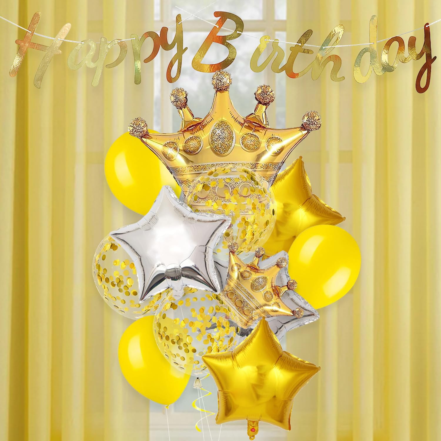 HappyField Gold Happy Birthday Balloon Party Decorations Gold Birthday ...