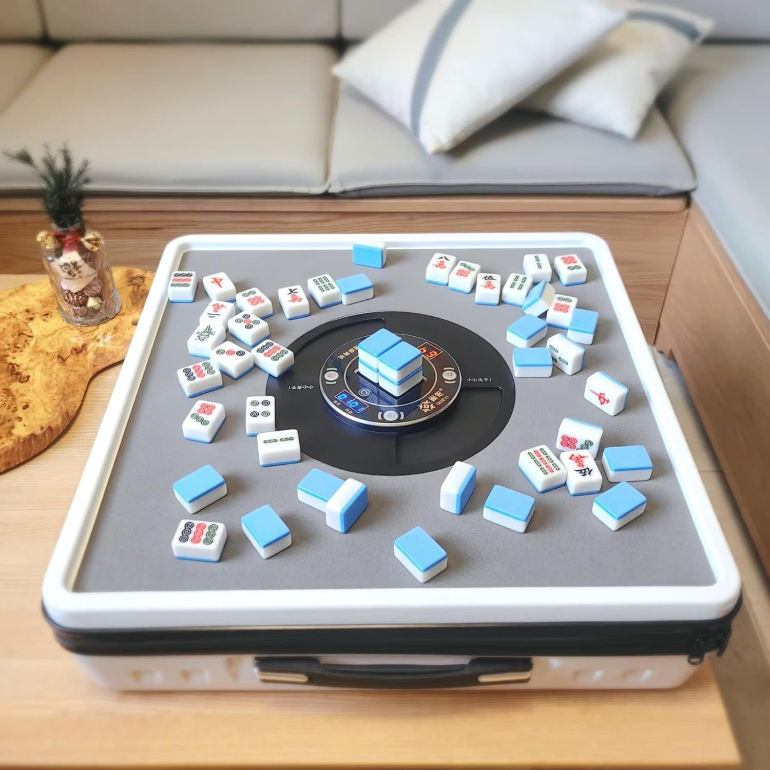 HappyRock Automatic Portable Mini Mahjong Table Black/White with One ...