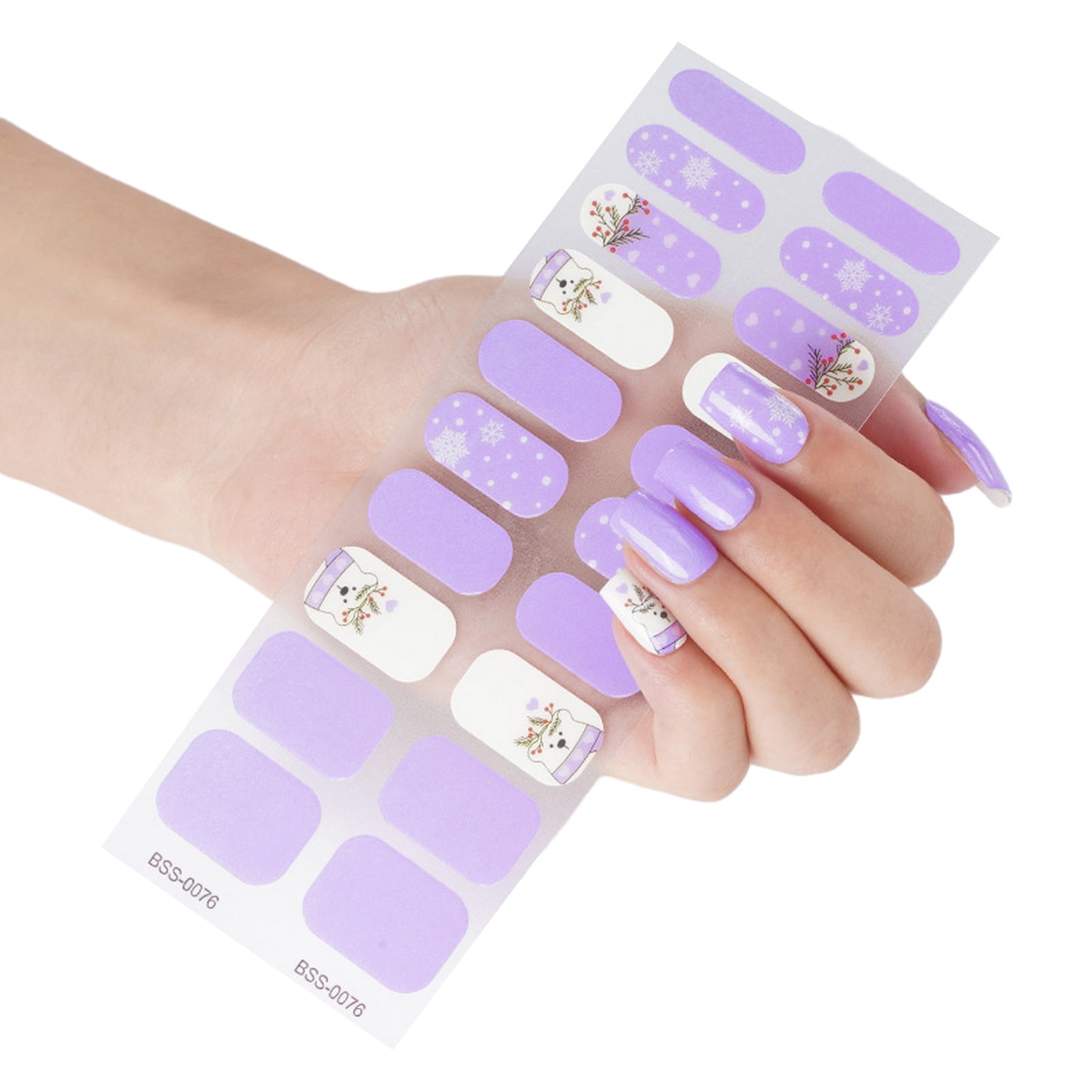 Happydeer 1 Set Semi Cured Gel Nail Strip with Nail File Prep Pad ...
