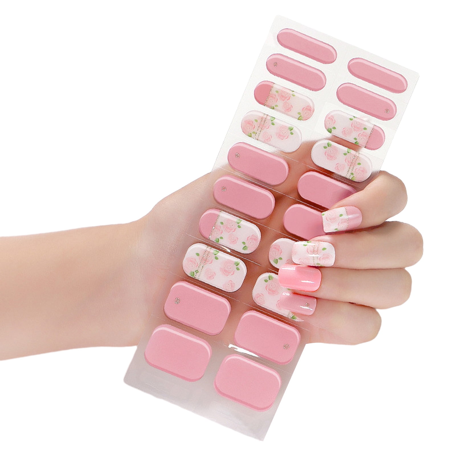 Happydeer 1 Set Semi Cured Gel Nail Strip with Nail File Prep Pad ...