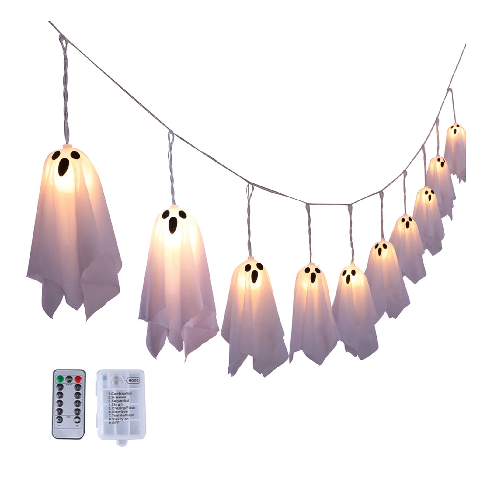 Happydeer 10 Pcs Halloween Hanging Light-up Ghost Decoration Spooky ...