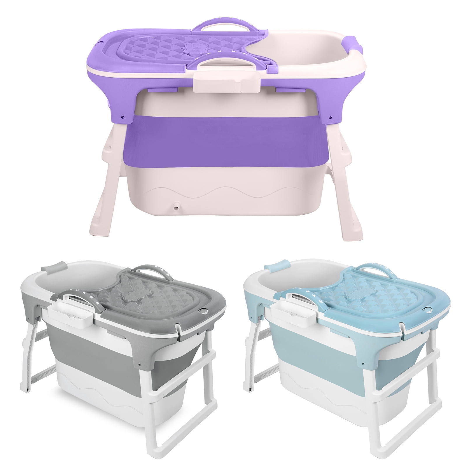 Happydeer 103cm/40.6 Inch Portable Folding Bathtub with Lid, Ergonomic ...