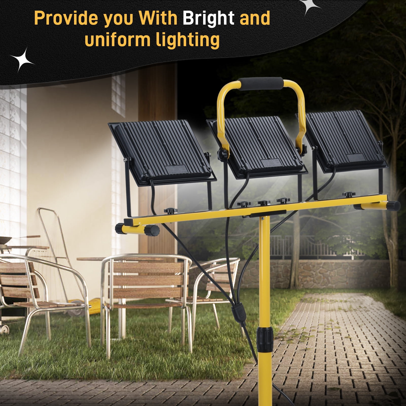 Happydeer 3 Head Portable Work Light, IP66 Waterproof, with Telescoping ...