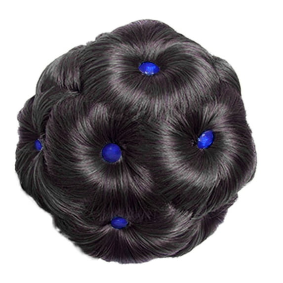 Happydeer 9 Flowers Faux Crystal Synthetic Bun Hair Extension Elastic ...