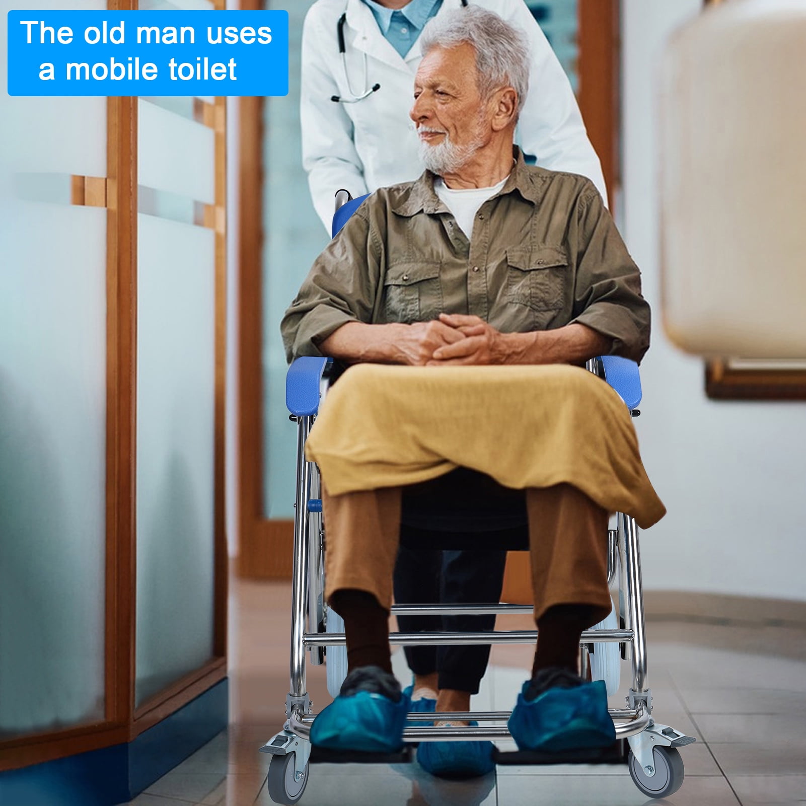 Happydeer Bedside Commode Chair with Wheels, Folding Shower Commode ...