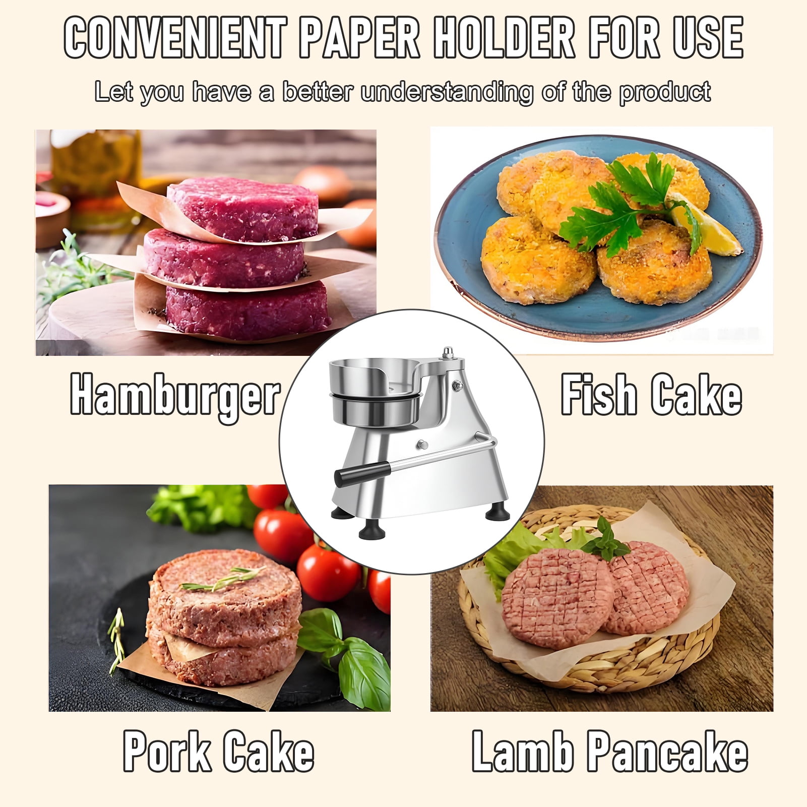 Happydeer Burger Patty Maker, Heavy Duty Hamburger Press Patty Maker ...