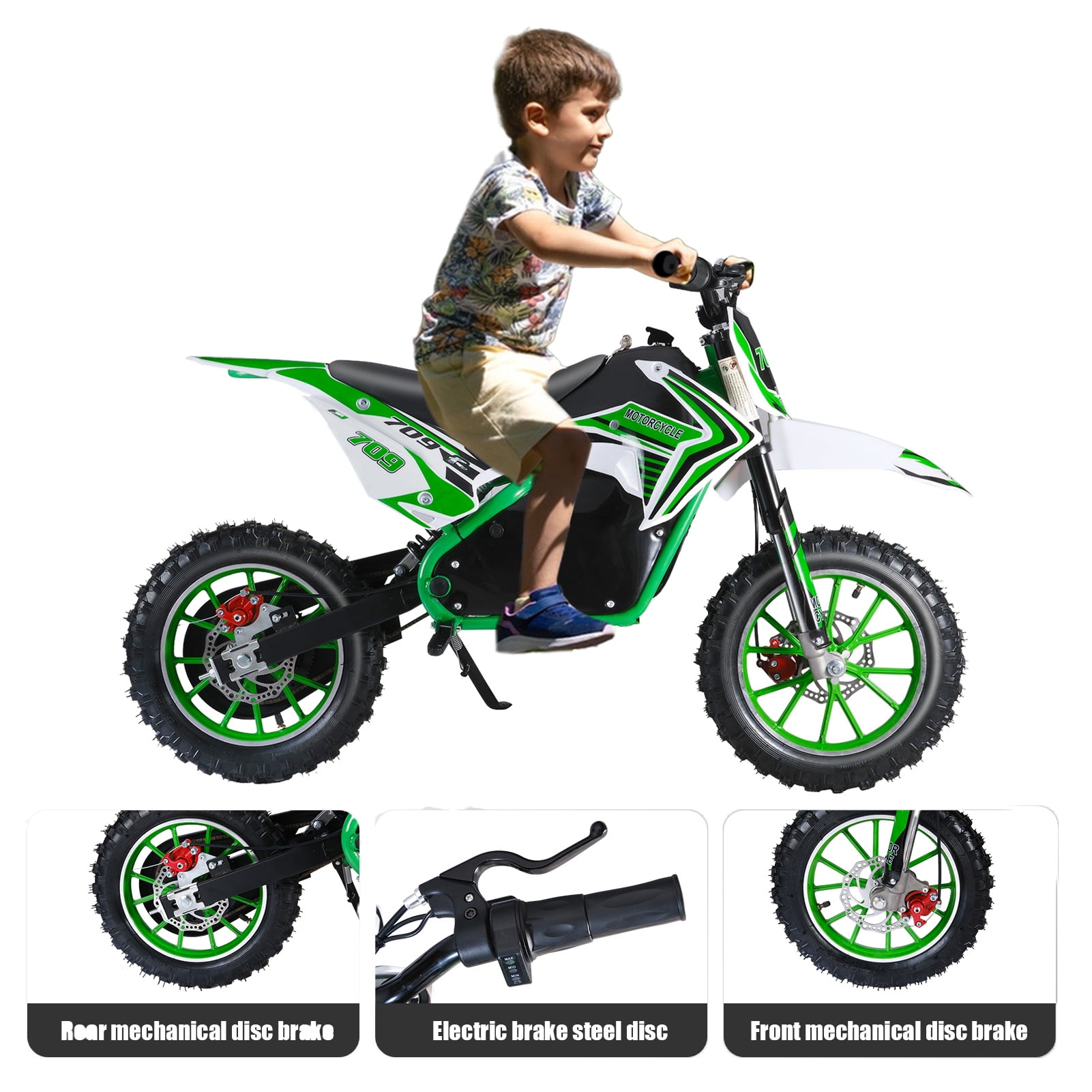 Happydeer Dirt Bike, 36V Electric Dirt Bike 350W Motor, 10 Inch Off-Road Mini Motorcycle with 3 ...