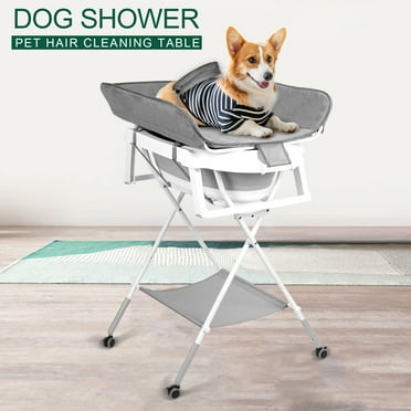 SKYSHALO 34" Dog Wash Station with Ramp, Durable Stainless Steel Pet ...