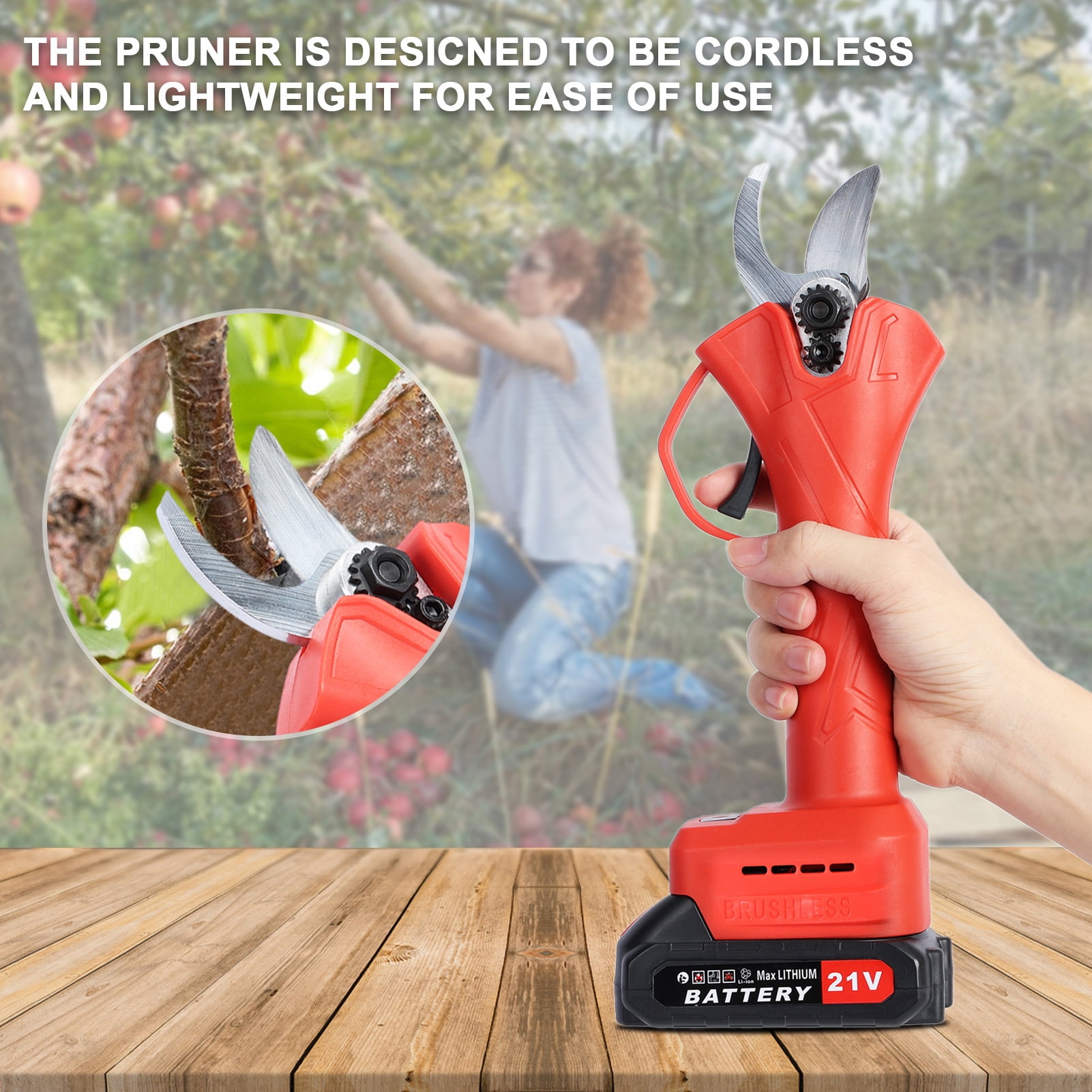 Happydeer Electric Branch Cutter, Portable Non-Slip Handheld Cordless ...