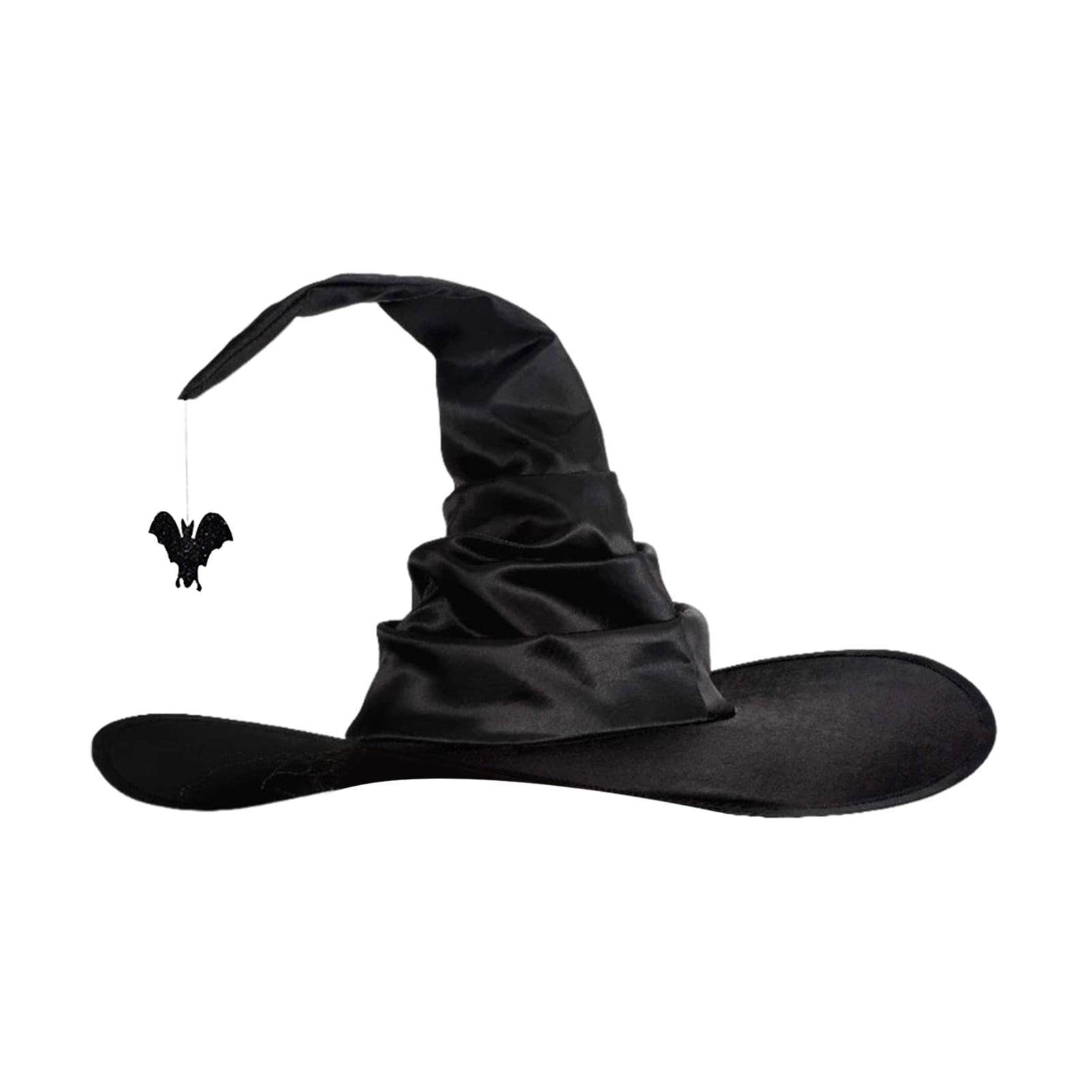 Happydeer Halloween Hat Spider Bat Decor Angled Witch Hat Ruched Large ...