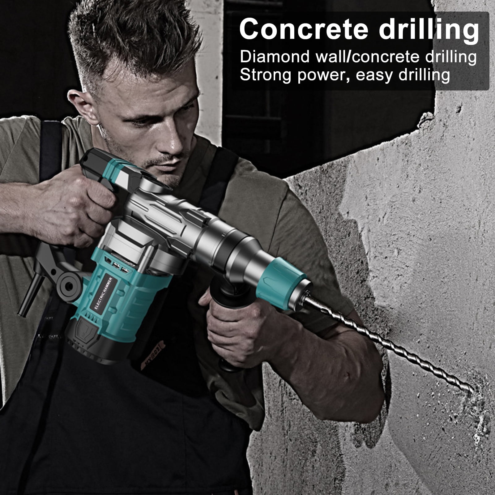 Happydeer Hammer Drill, 1-1/4 Inch 13 Amp Heavy Duty Rotary Hammer ...