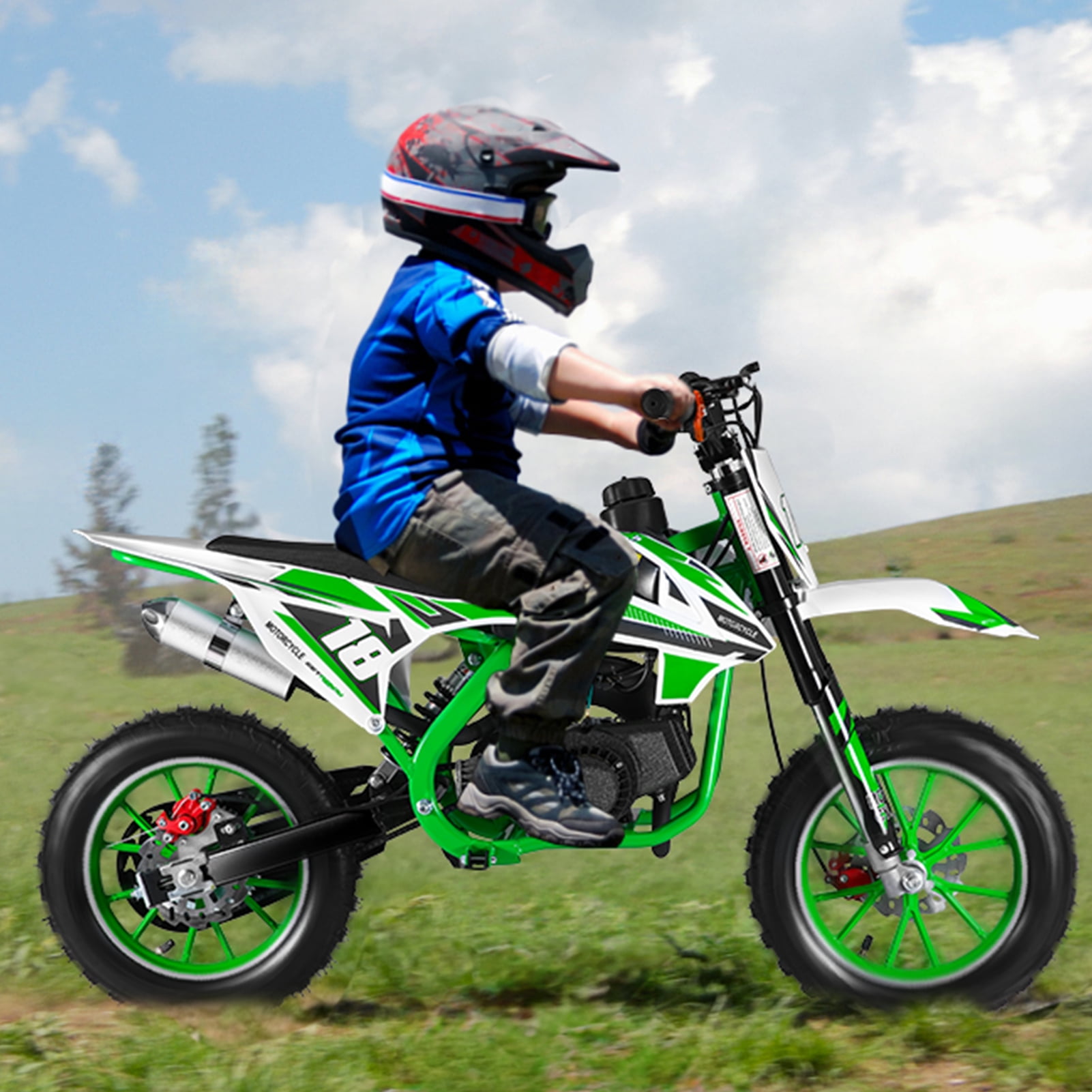 Happydeer Kids Dirt Bike, 49cc 2-Stroke Gas Power Motocross, Shock Absorption Springs Off Road ...