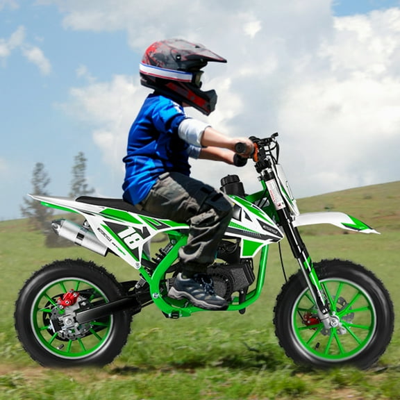 49cc Mini Dirt Bike for Kids, 2-Stroke Gas Power Off-Road Motorcycle with 10-Inch Tires Front ...