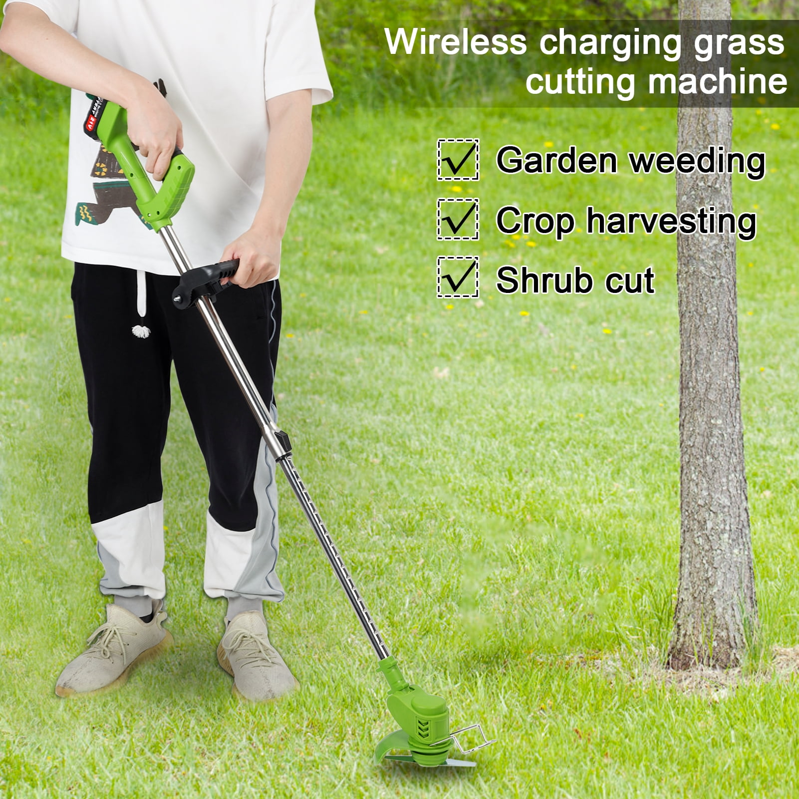 Happydeer Lawn Mower Battery Operated, 2 Batteries (21V 1.5Ah), 1 ...