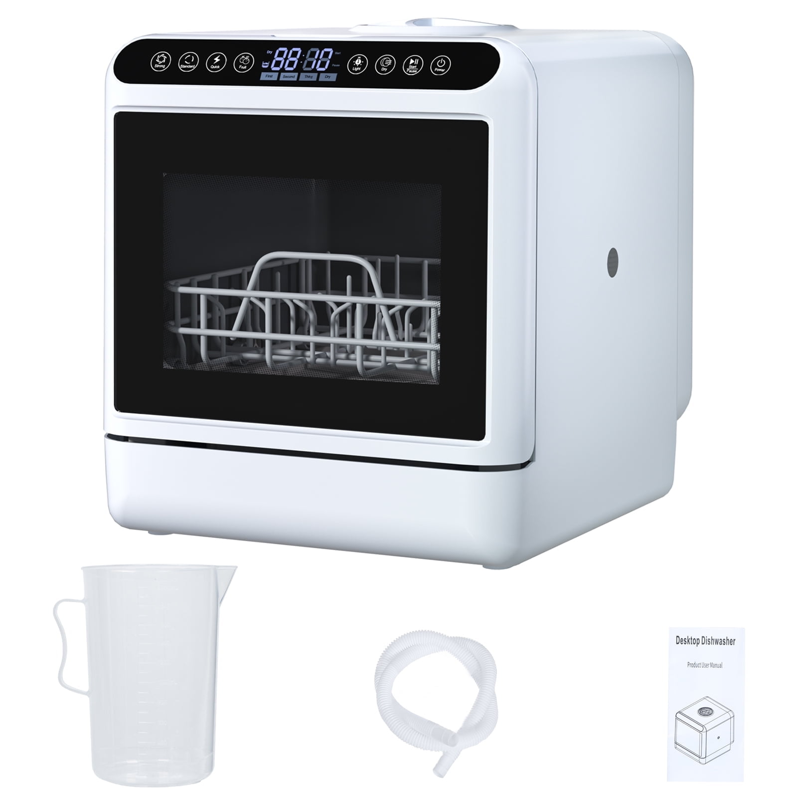 Happydeer Mini Dishwasher with a Built-in 5L Water Tank, No Hookup Needed, 2-Tier Rack, 3-Spray ...