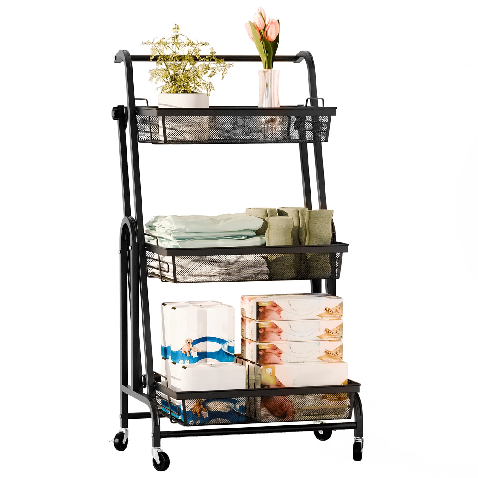 Happydeer Multi Layer Movable Storage Rack, 90-180 Degree Rotating ...