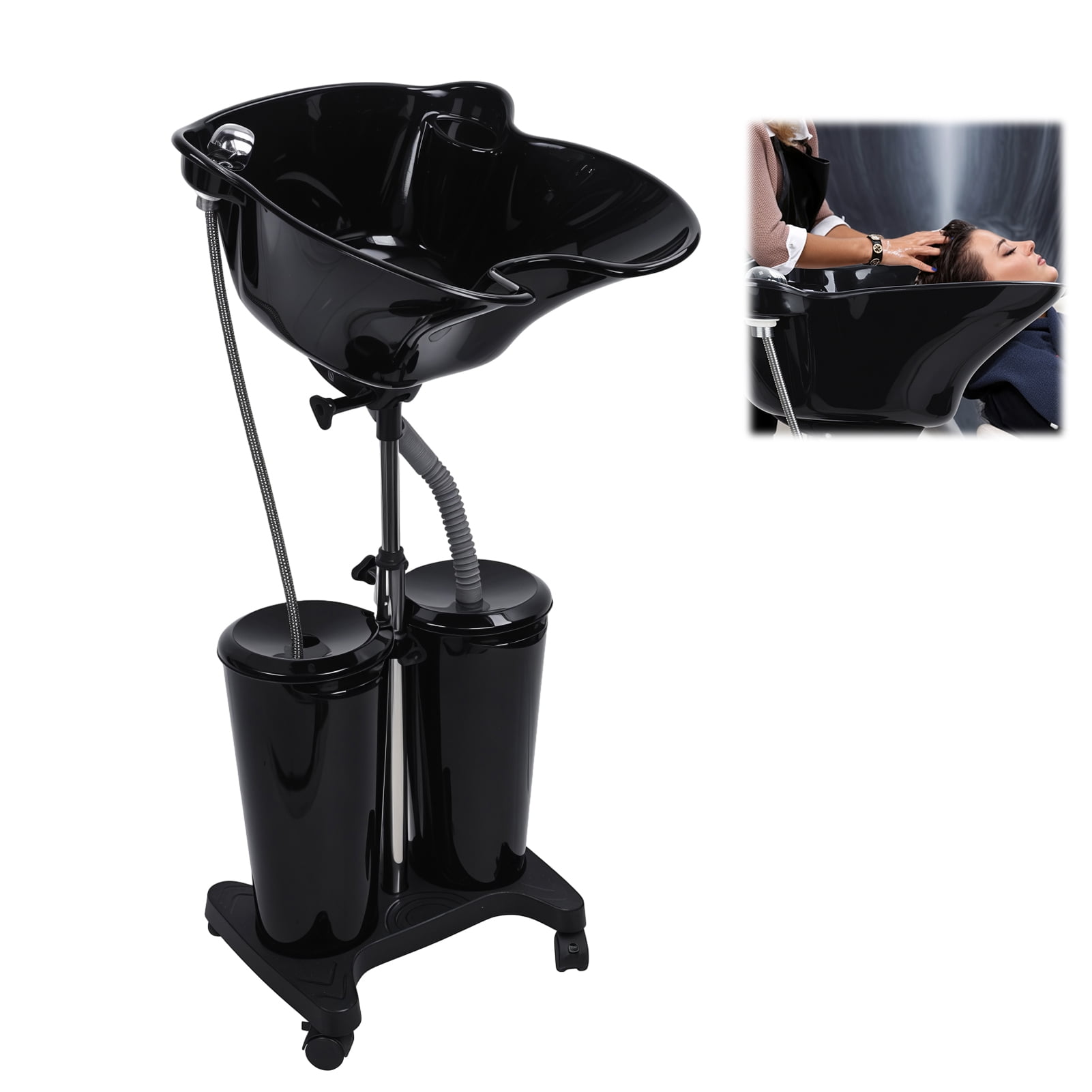 Happydeer Shampoo Basin, Semi-reclining Vertical Shampoo Bowl with 2 ...