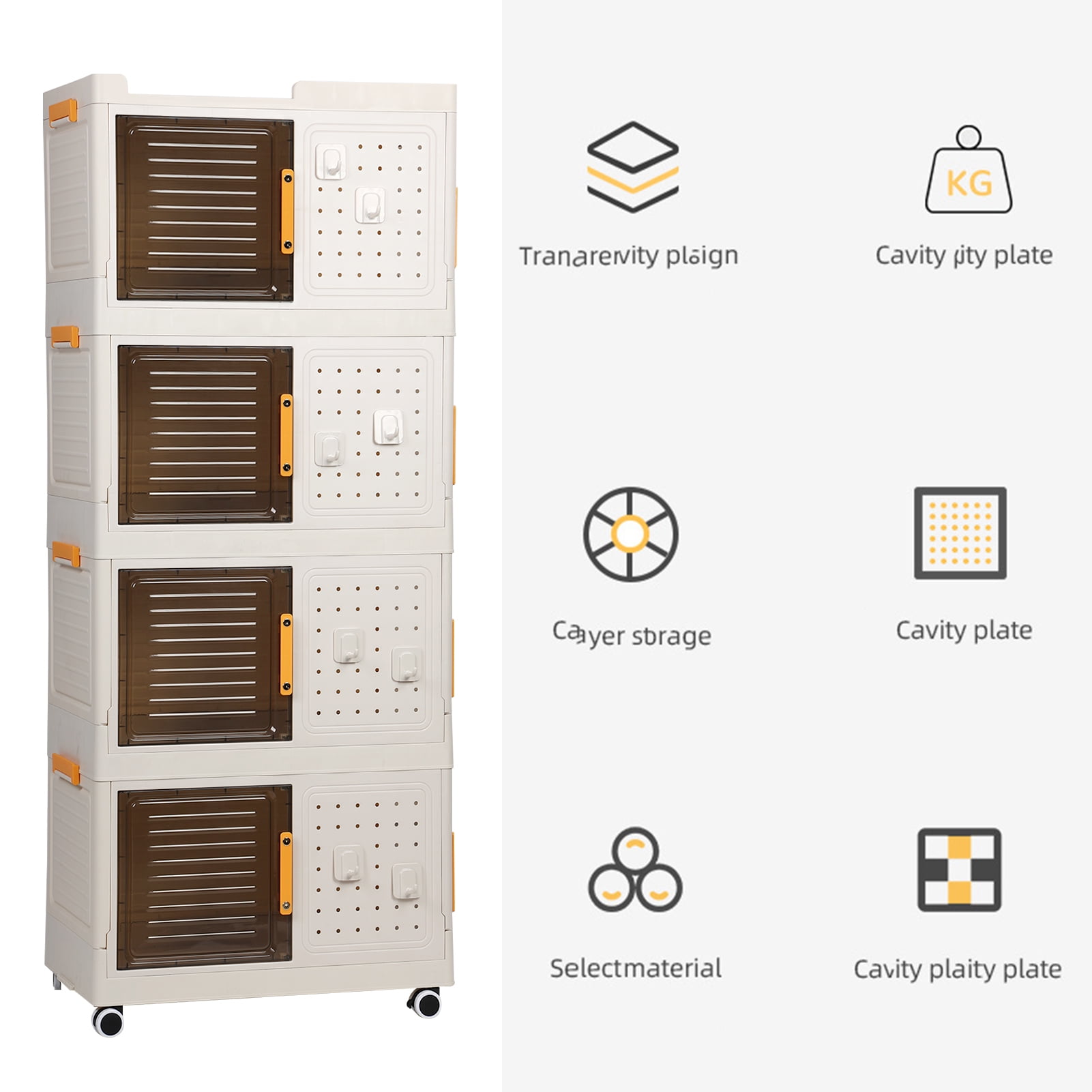 Happydeer Storage Cabinet with Wheels, Transparent Storage Case ...