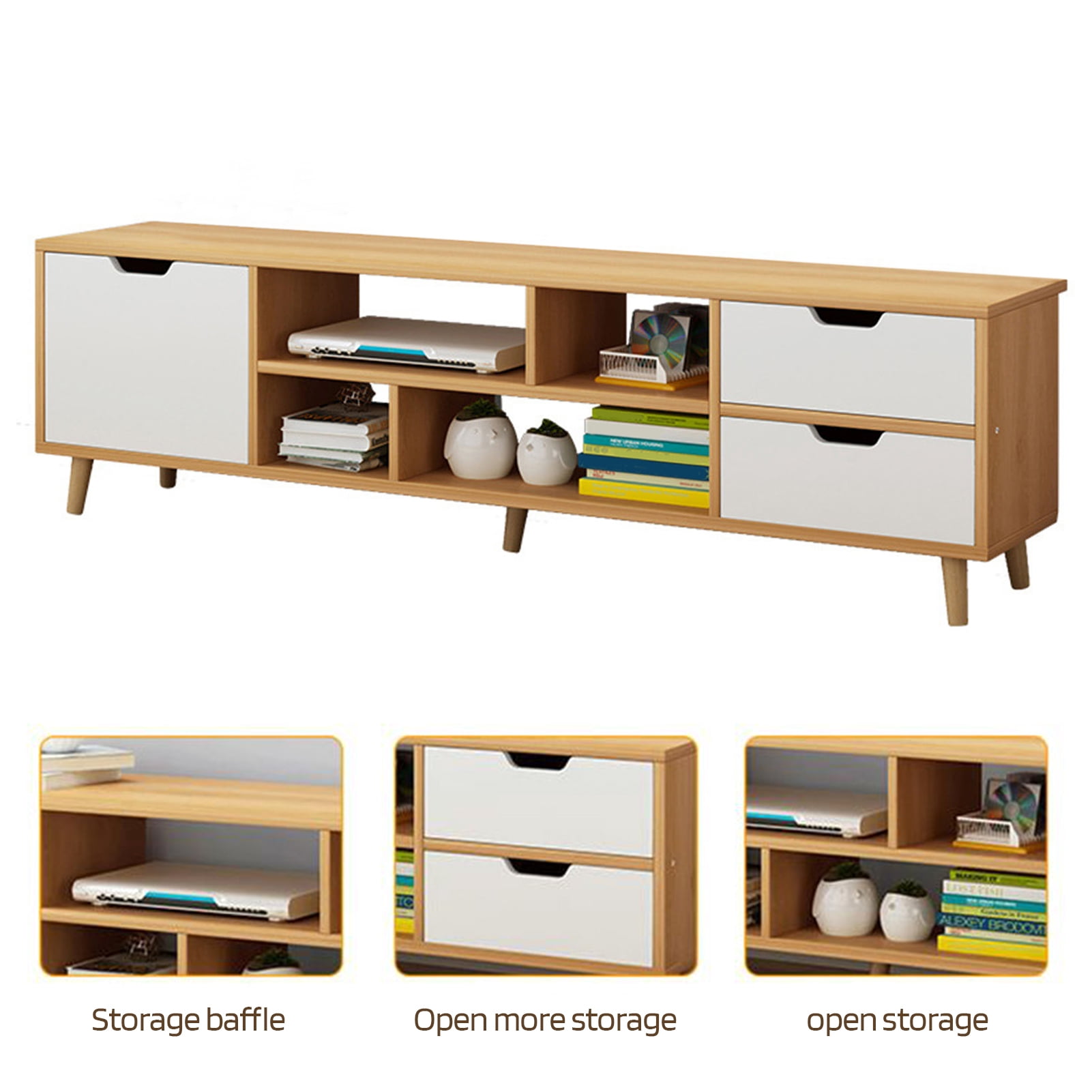 Happydeer TV Stand for 50 55 Inch TV, Entertainment Center Storage with ...