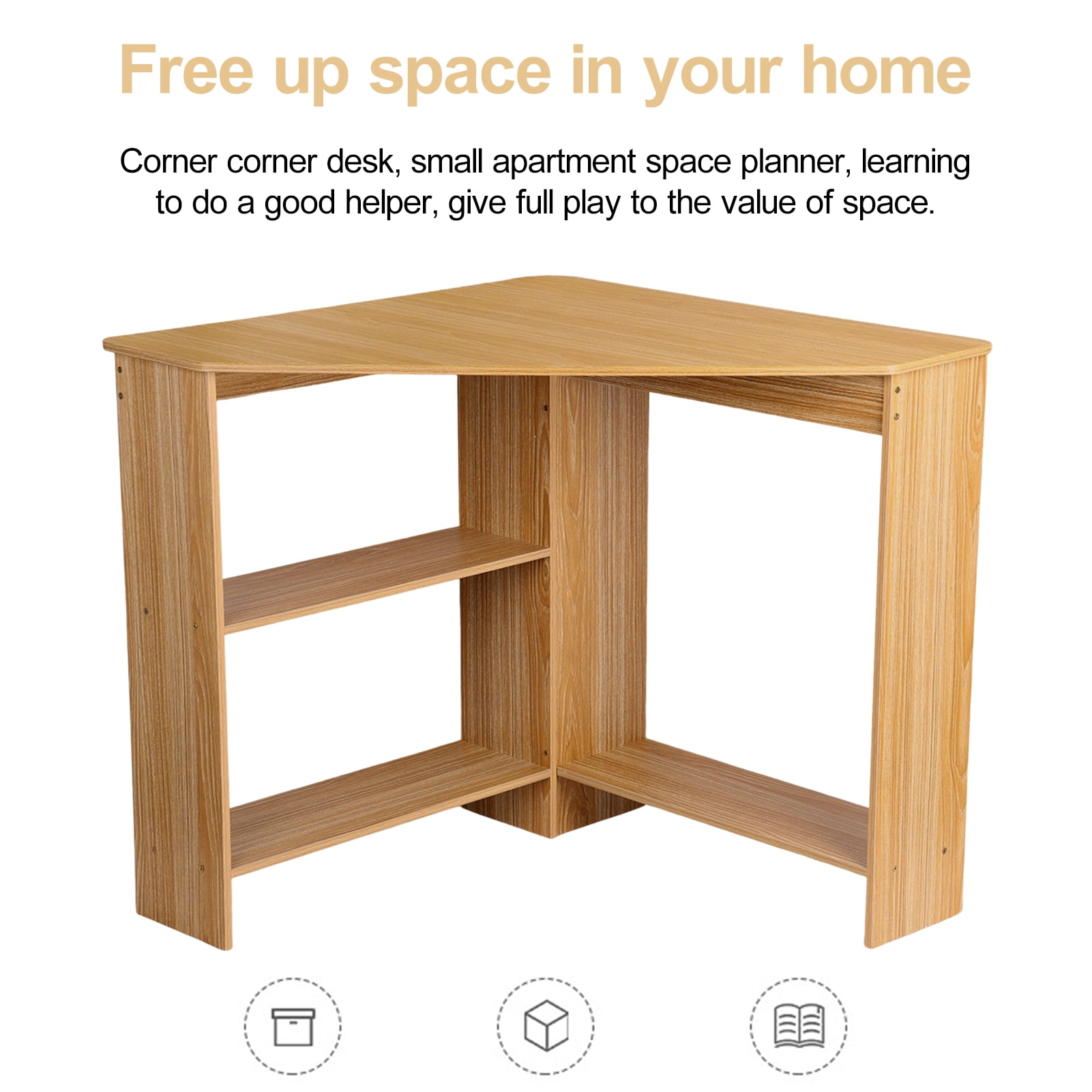 Happydeer Triangle Corner Desk, Small Table with Open Shelves, Computer ...