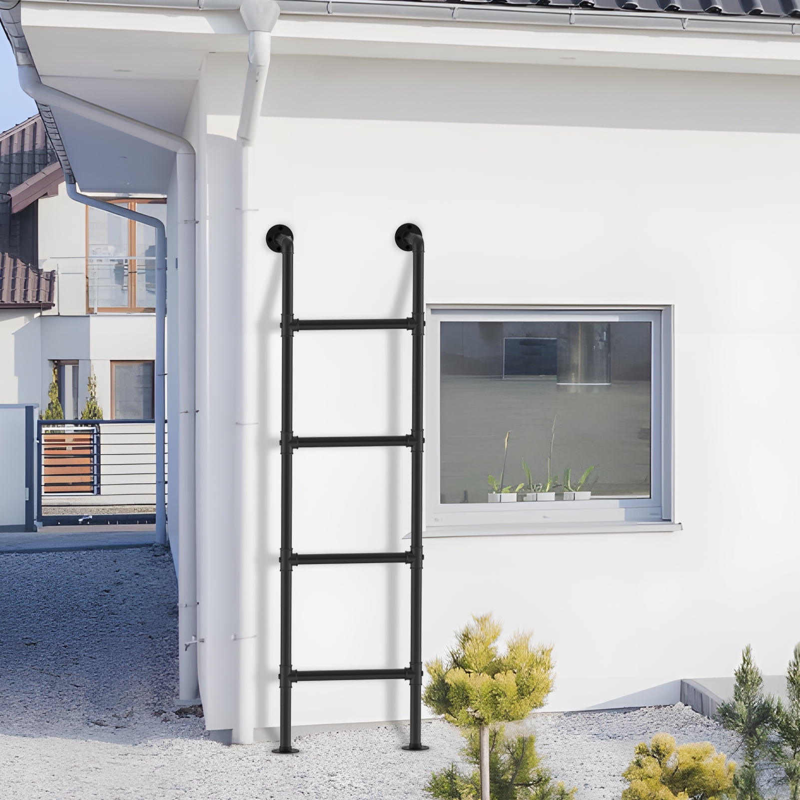 Happydeer Wall Mounted Step Ladder, Loft Metal Four Step Ladder, 330 ...