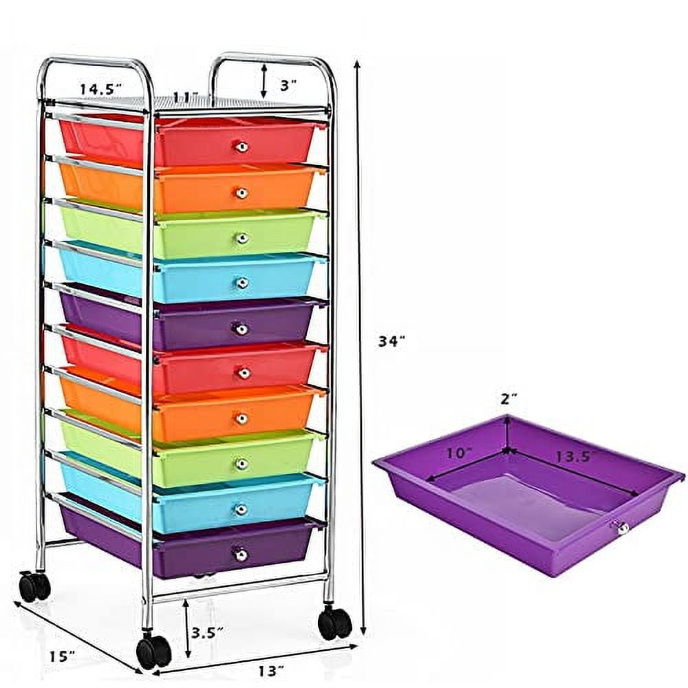 Happygrill 10-Drawer Rolling Storage Cart Utility Trolley Organizer ...