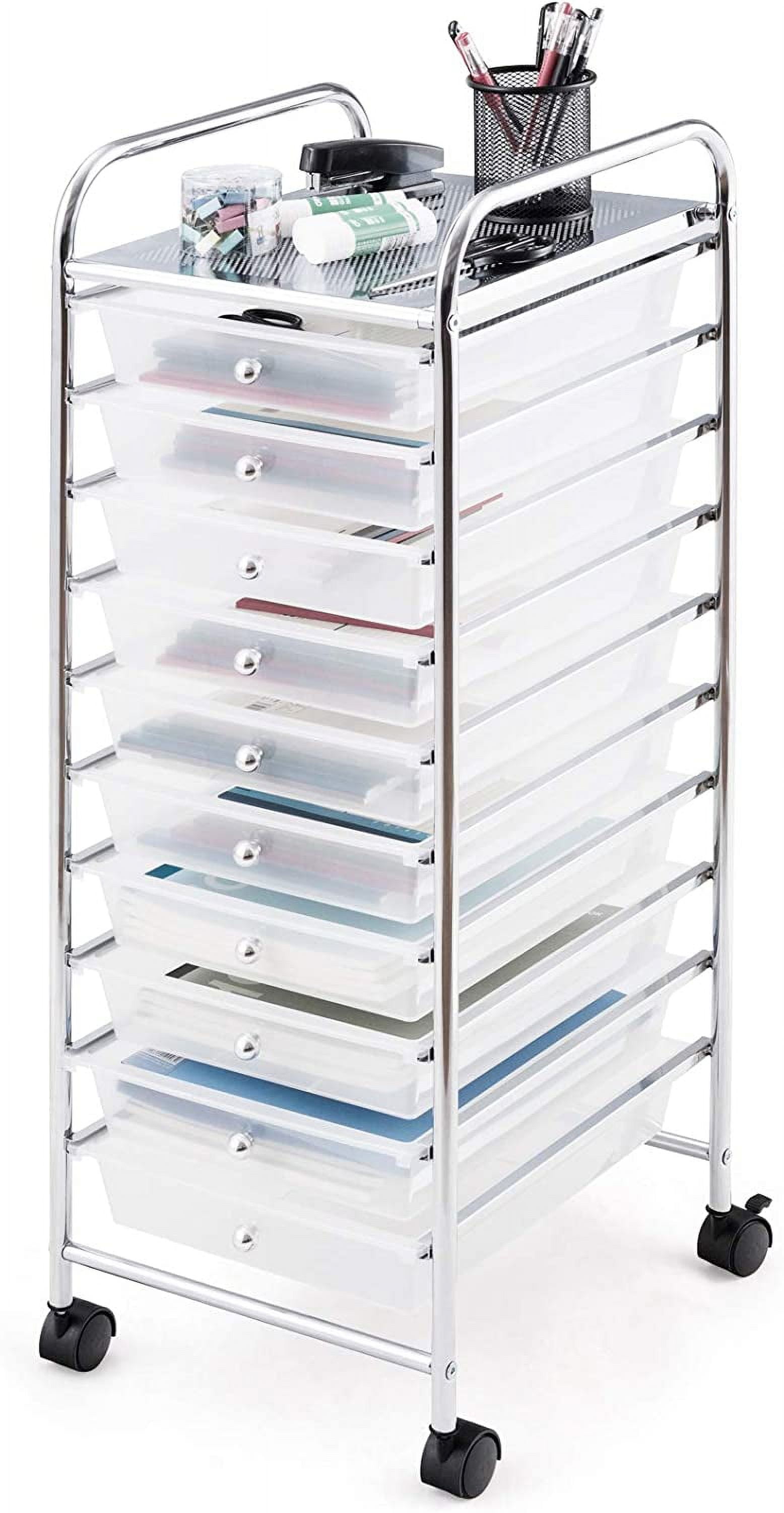 Happygrill 10-Drawer Storage Cart Office Paper Organizer Rolling ...
