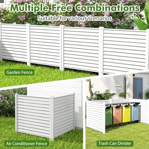 Happygrill 2 Panels Air Conditioner Fence, 44''W x 45''H PVC Vinyl ...