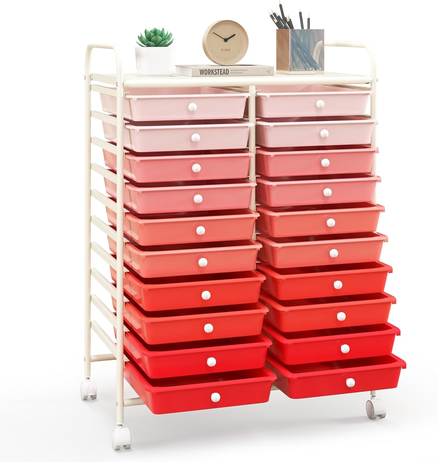 Happygrill 20-Drawer Organizer Cart Tools, Mobile Utility Storage Cart ...