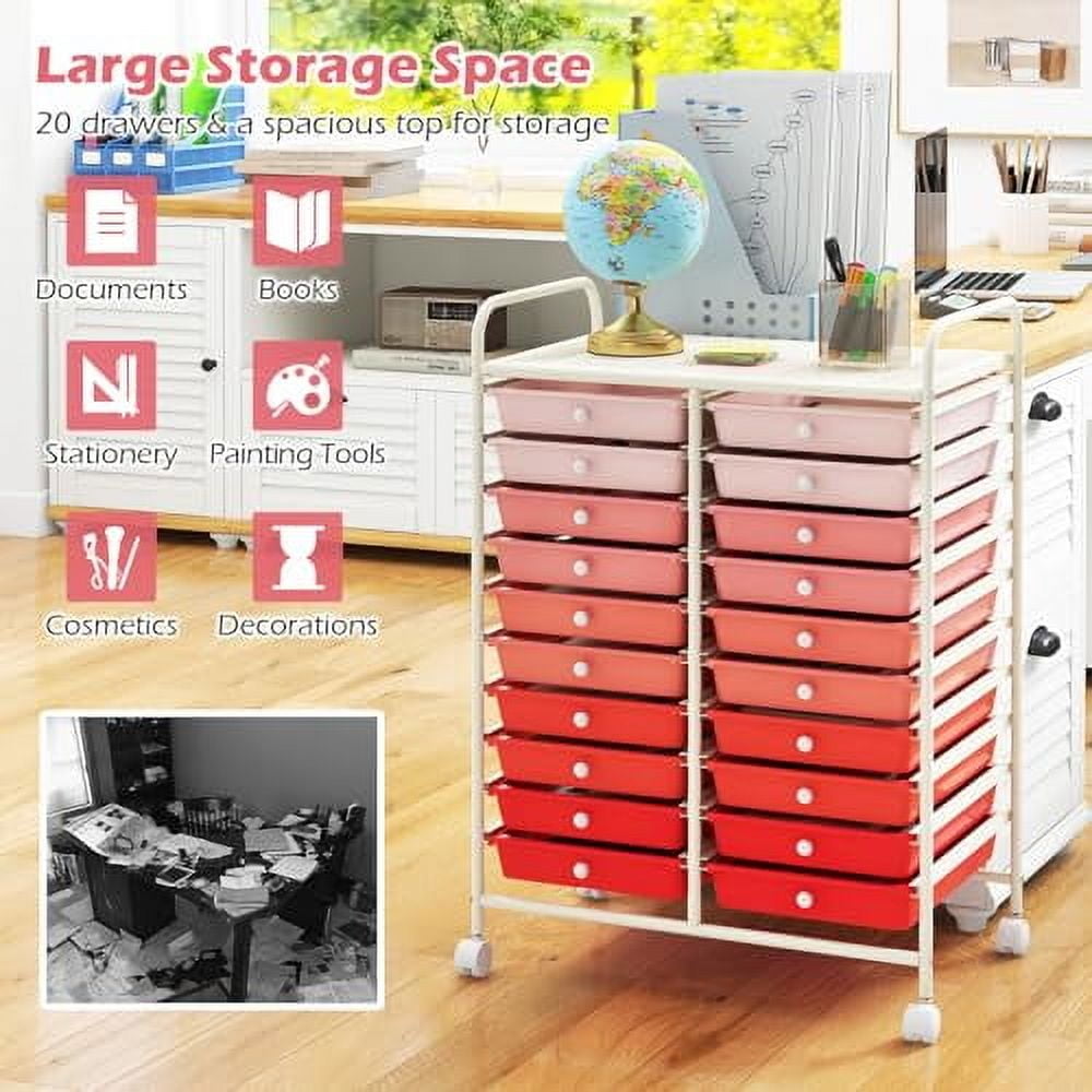 Happygrill 20-Drawer Organizer Cart Tools, Mobile Utility Storage Cart ...