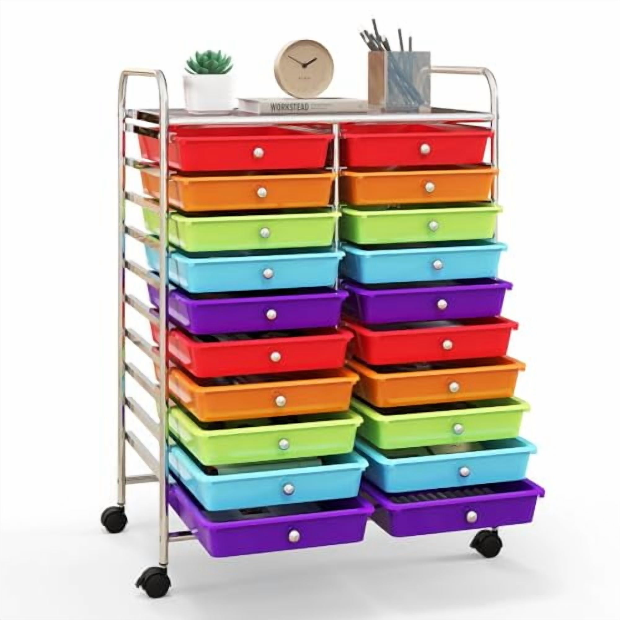 Happygrill 20-Drawer Organizer Cart Tools, Mobile Utility Storage Cart ...
