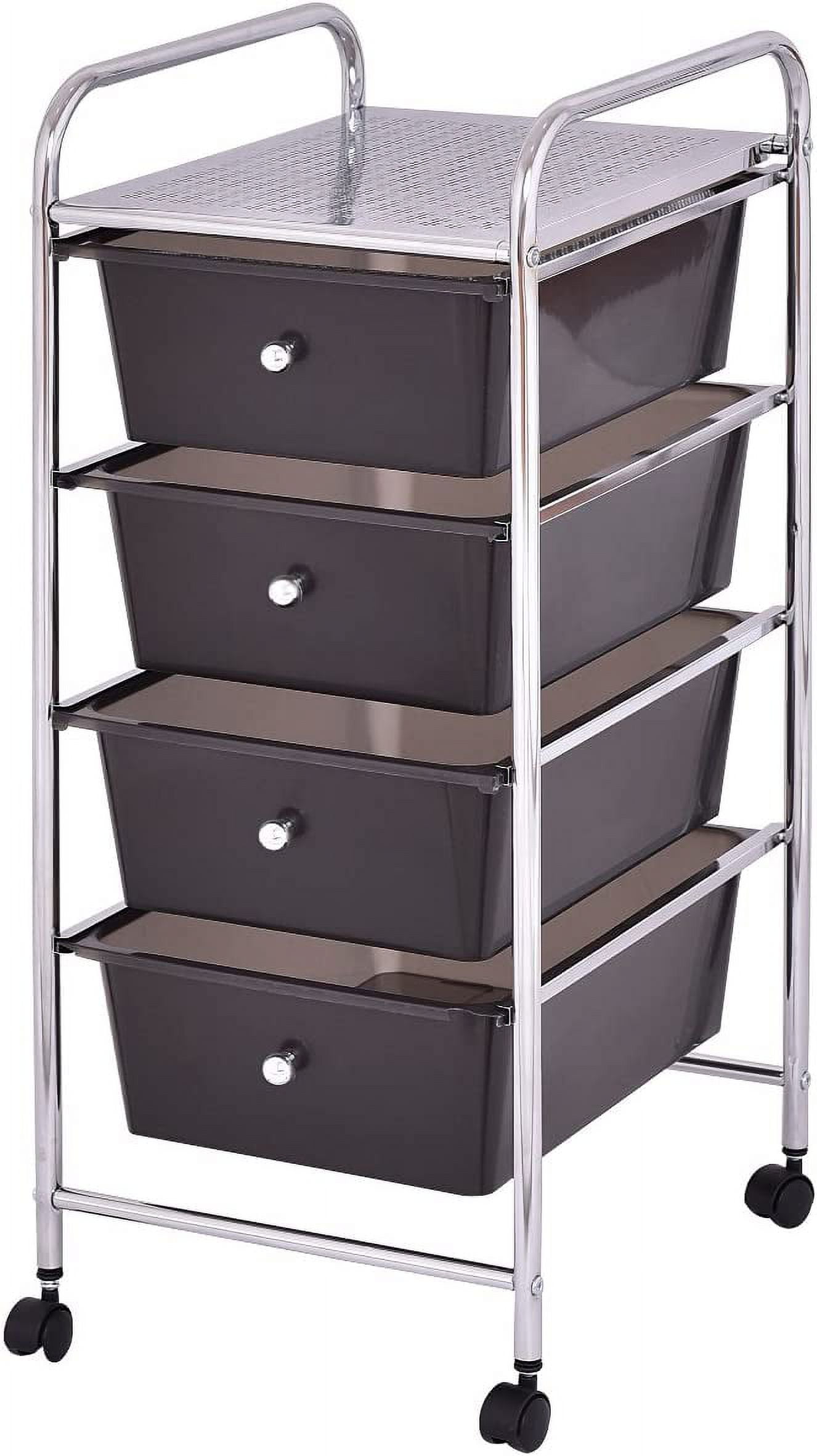 Happygrill 4-Drawers Cart Rolling Storage Cart Bin Organizer with ...