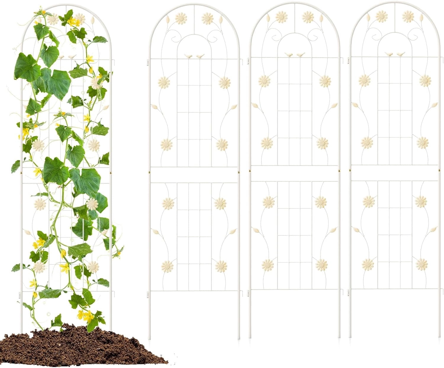 Happygrill 4 Pack Garden Trellis, 71" x 20" Rustproof Metal Trellis ...