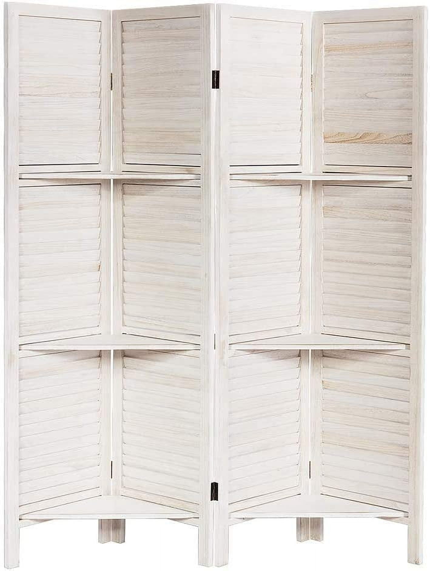 Happygrill 4 Panel Room Divider with Display Shelf, Folding Privacy ...