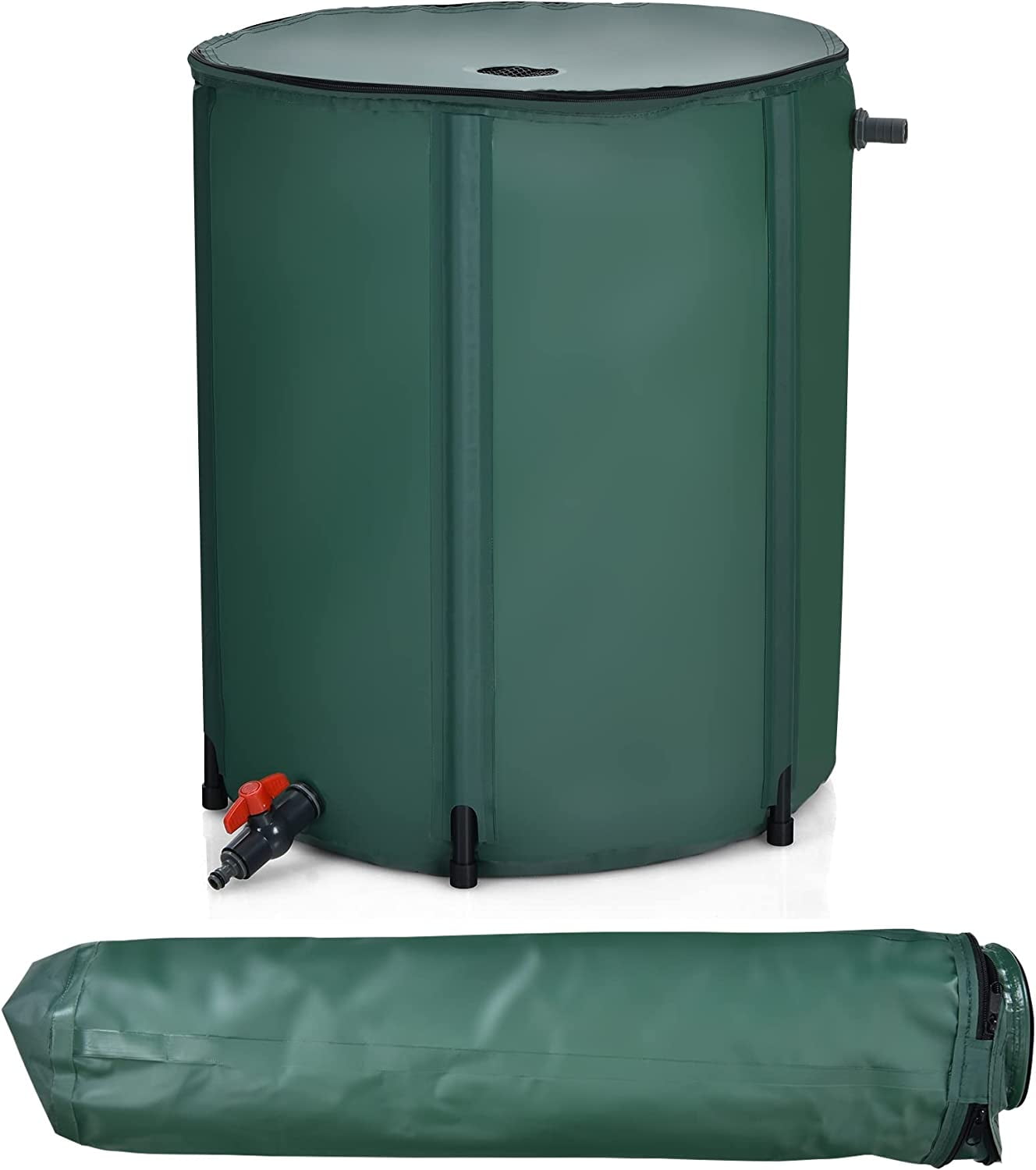 Happygrill 60 Gallon Collapsible Rain Barrel, PVC Rain Water Collection ...