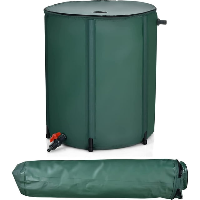 Happygrill 60 Gallon Collapsible Rain Barrel, PVC Rain Water Collection ...