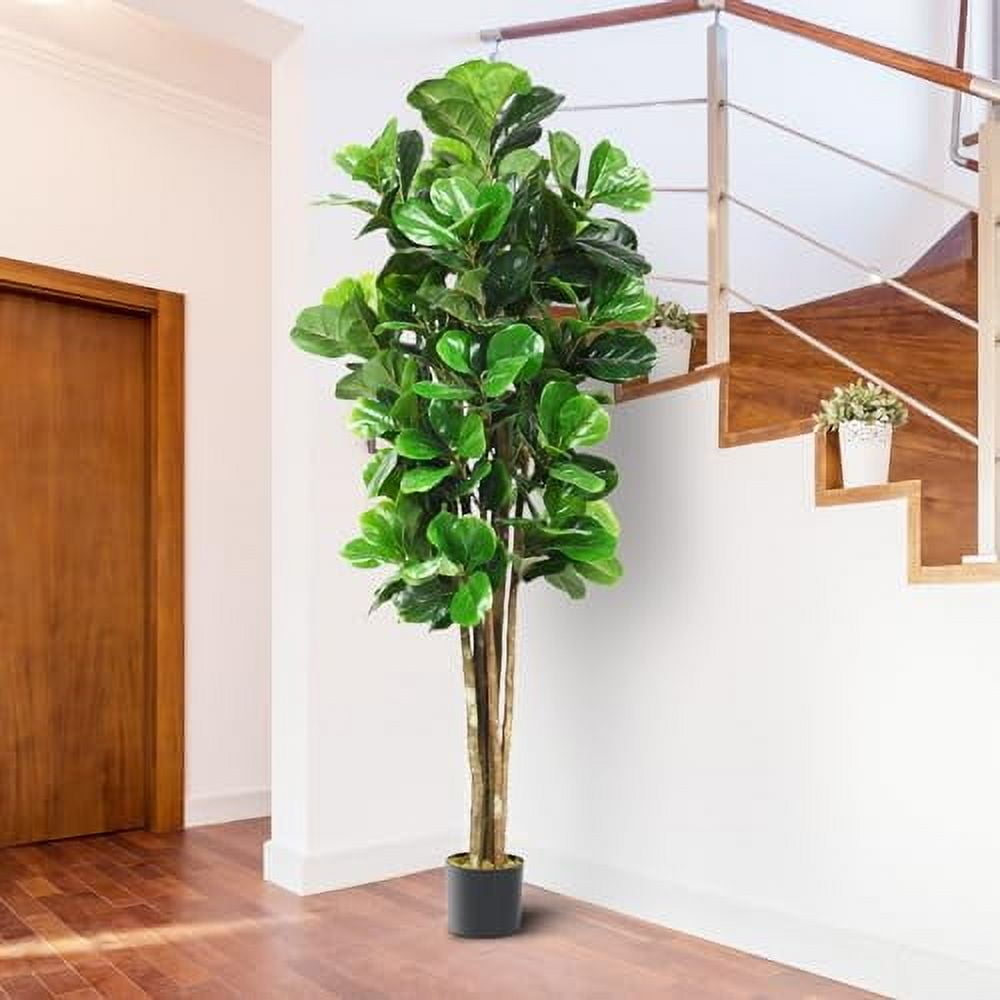 Happygrill 6FT Artificial Greenery Tree, Indoor Fake Fiddle Leaf Fig ...