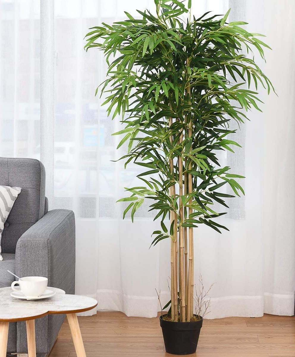 Happygrill Artificial Bamboo Tree, Greenery in Nursery Pot, Decorative ...