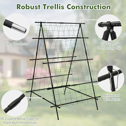 Happygrill Cucumber Trellis for Plant Climbing, Foldable Garden Arch ...