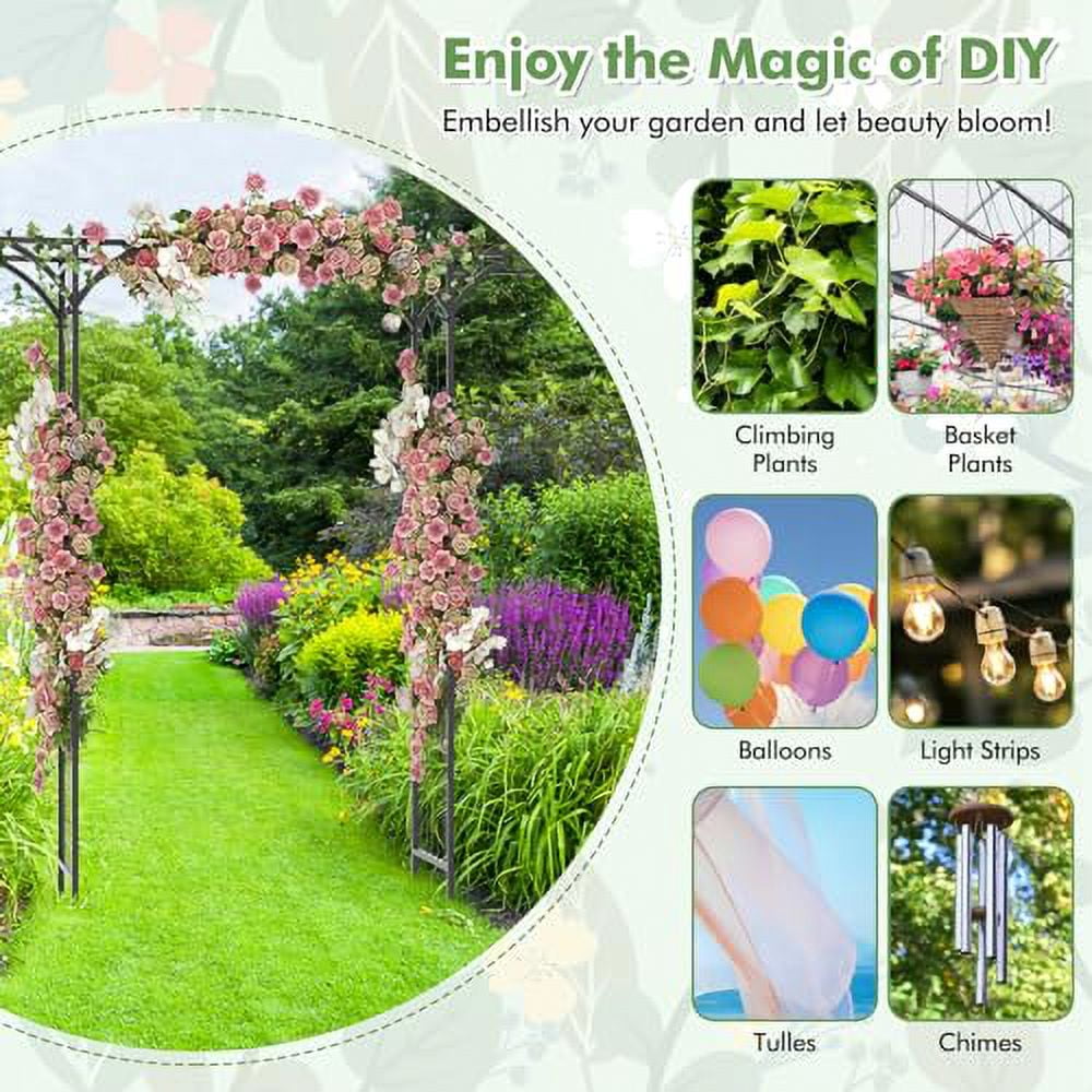 Happygrill Garden Arbor, 6.8 FT Decorative Archway Trellis with ...