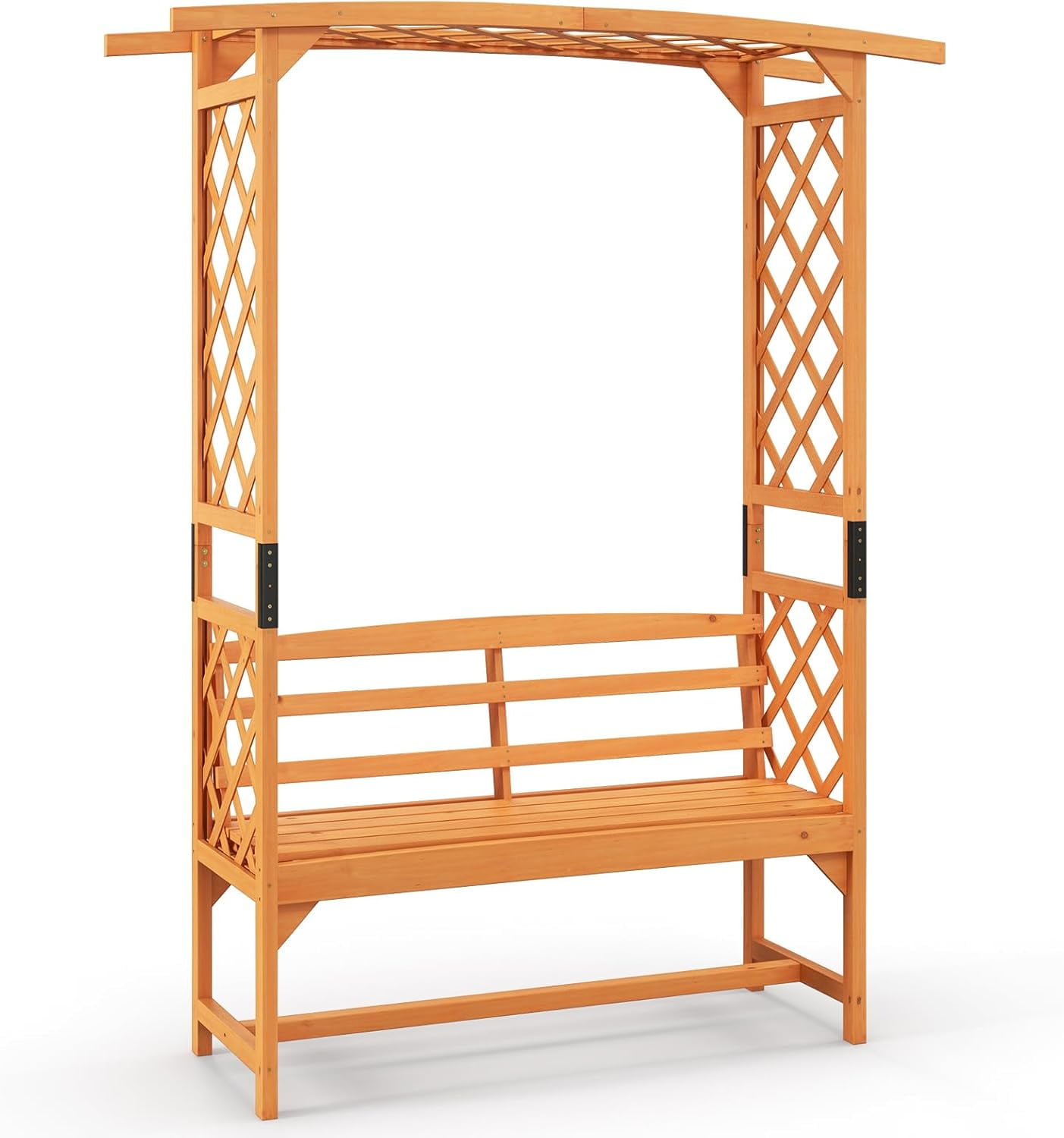Happygrill Patio Garden Arbor with Bench, Garden Arch Trellis w/Pergola ...