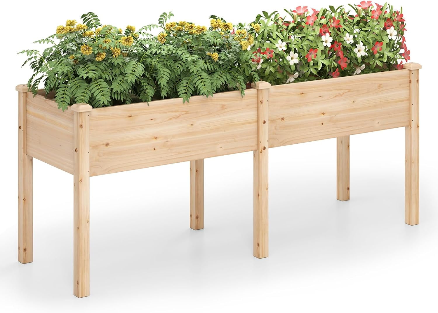 HAPPYGRILL Raised Garden Bed, Outdoor Planter Raised Bed w/Drainage ...