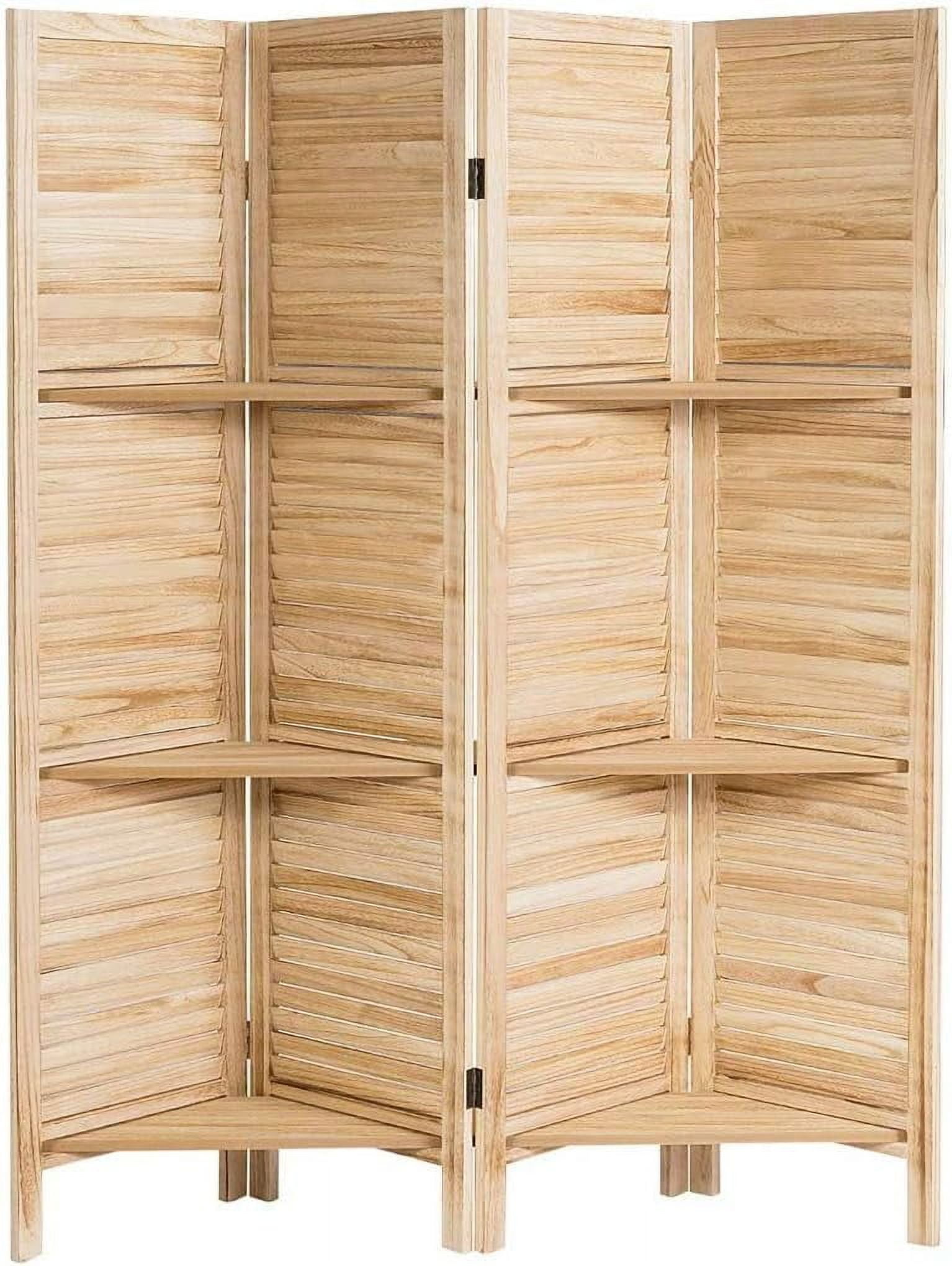 Happygrill Room Divider, 4 Panel Room Divider with Display Shelf, Room ...