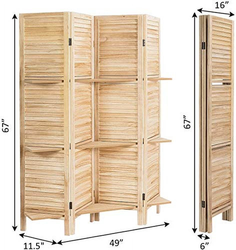 Happygrill Room Divider, 4 Panel Room Divider with Display Shelf, Room ...