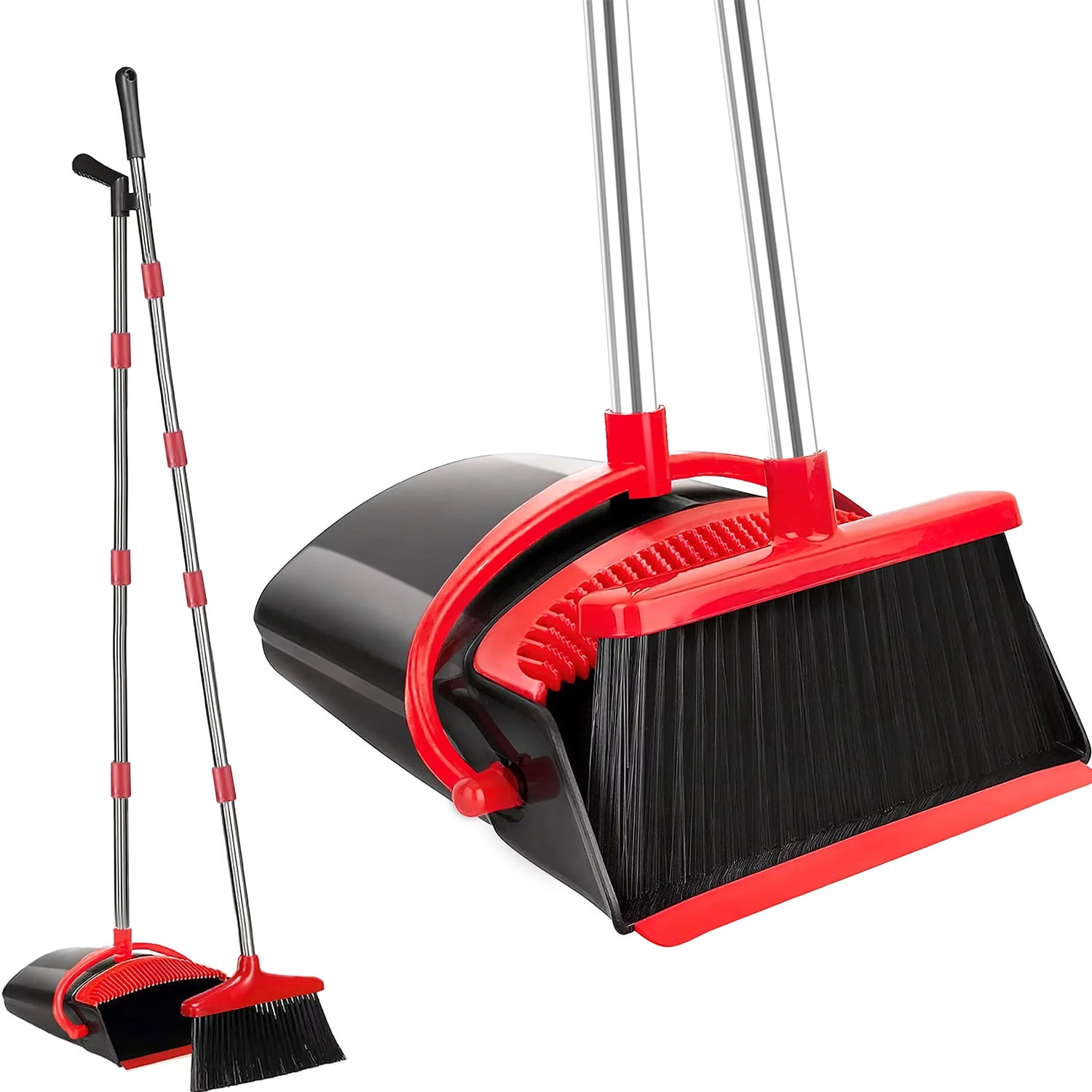 Happylost Broom with Dustpan Combo Set, 54" Indoor or Outdoor Broom and Dustpan Set Long Handle ...