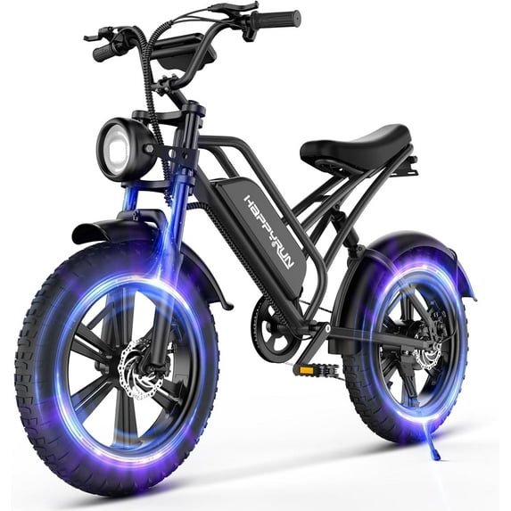 "Happyrun Adults Electric Bicycle with 20"" Fat tire, 750W Motor, 48V 18AH Removable Battery ...
