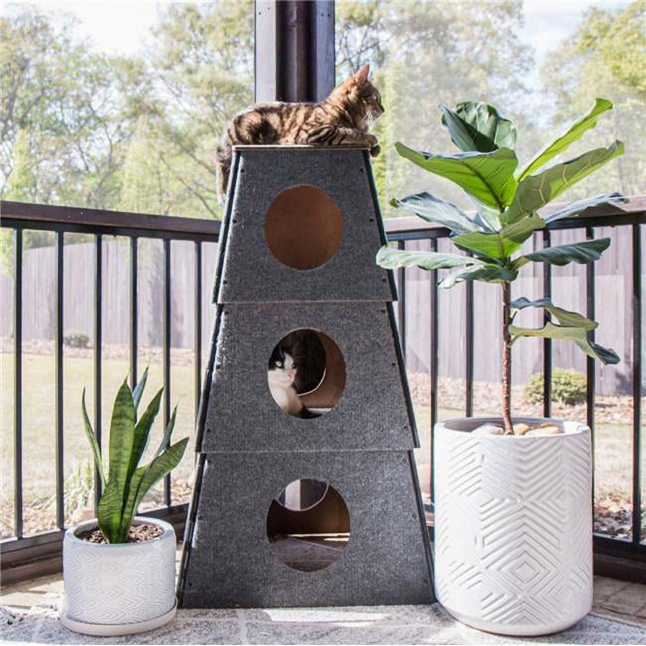 Happystack Cat Tower Model HS3SQGRYLG Pyramid Design in Grey Indoor ...