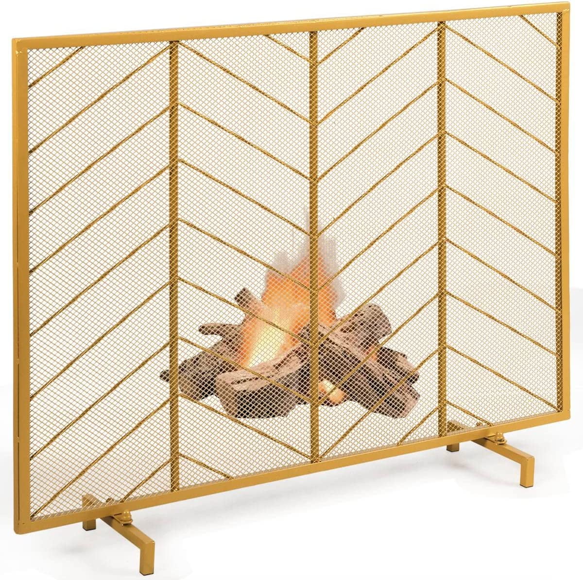 Happytools Fireplace Screen, 39 x 31 Inch Single Panel Modern ...