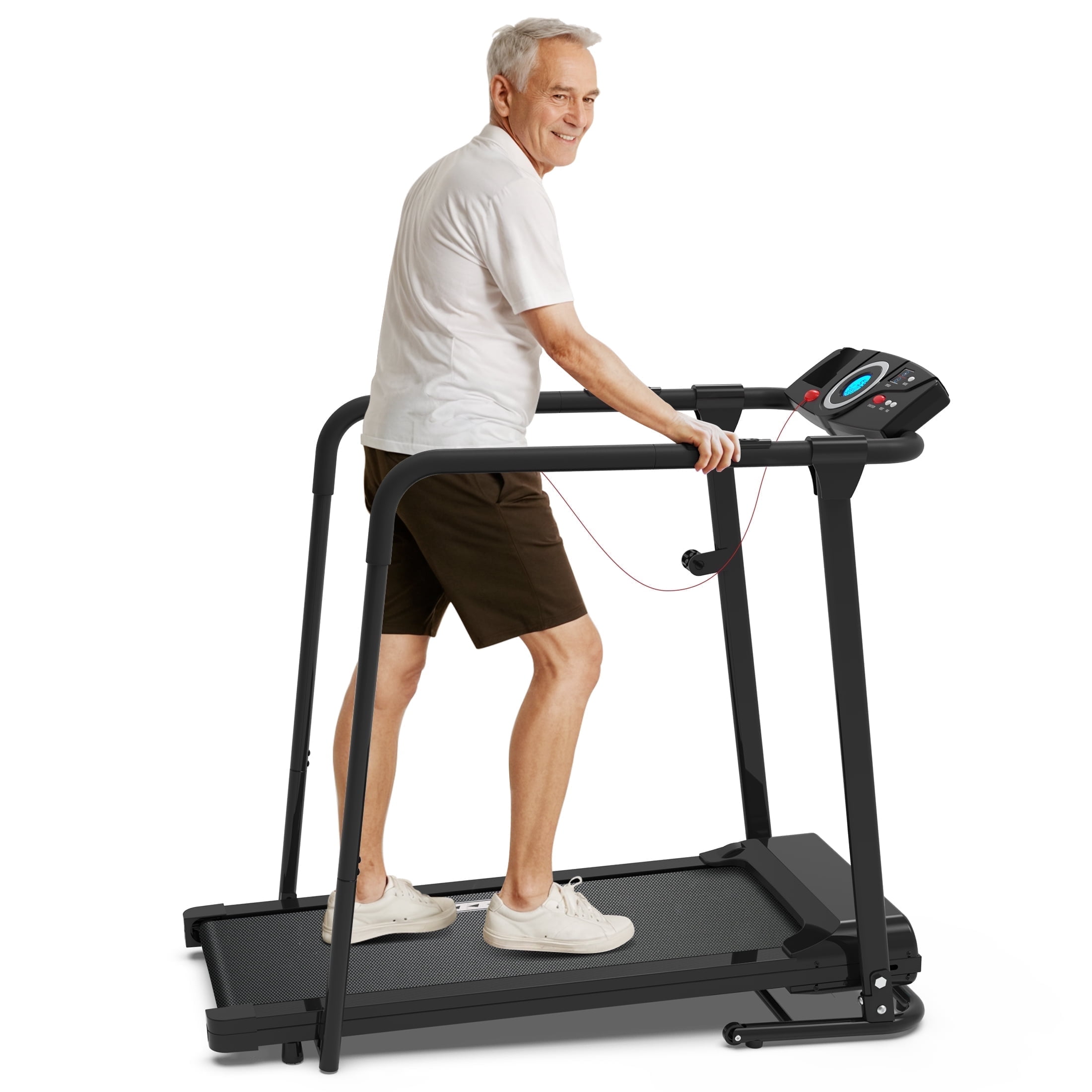 Hapycity Walking Treadmill with Long Handrails 300lbs Capacity Recovery ...