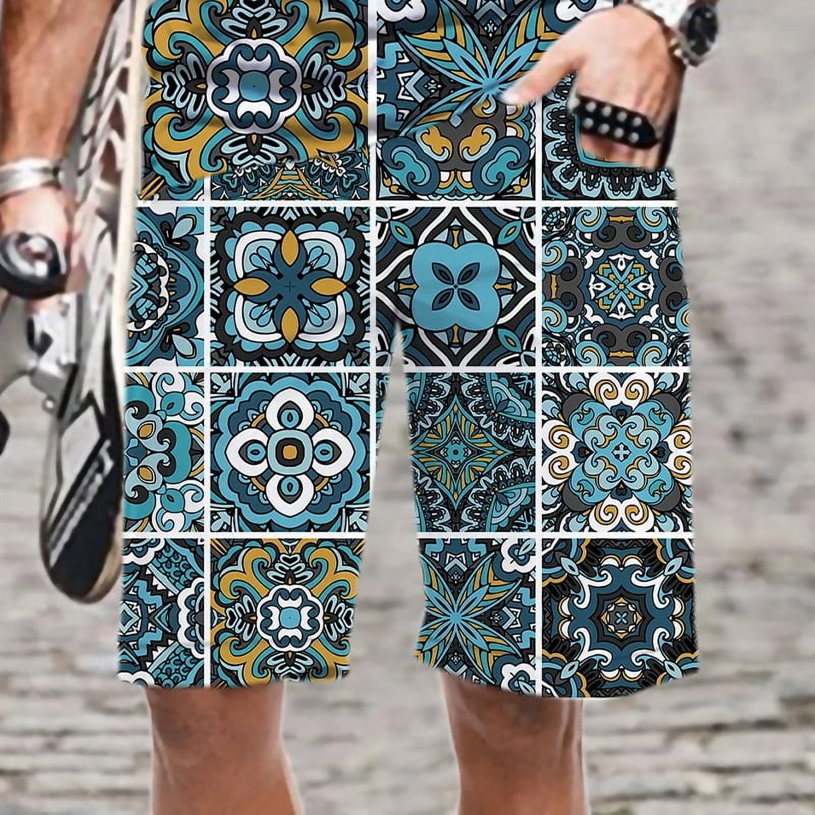 Harajuku 3D Ethnic Exotic Patterns Printed Beach Shorts Men Summer ...